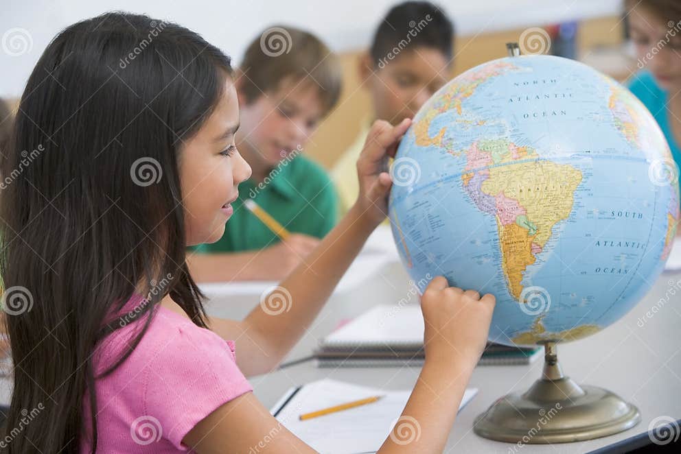 Elementary School Geography Class Stock Image - Image of inside ...