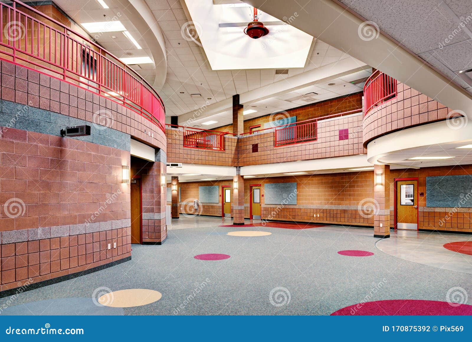 Elementary School Hallway with Energy Efficient Ceiling Fan for ...