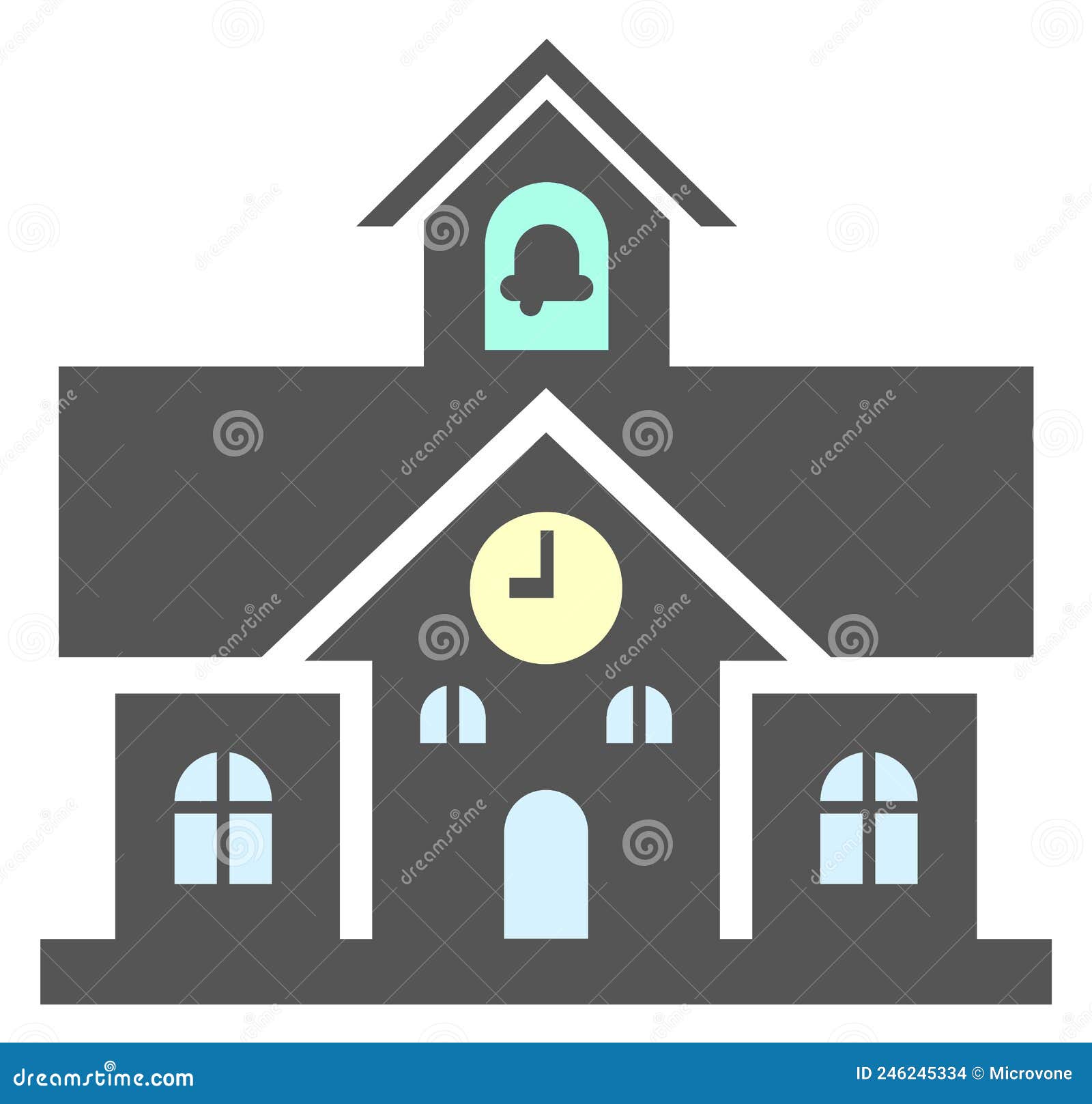 Elementary School Icon. Child Education Building Symbol Stock Vector ...