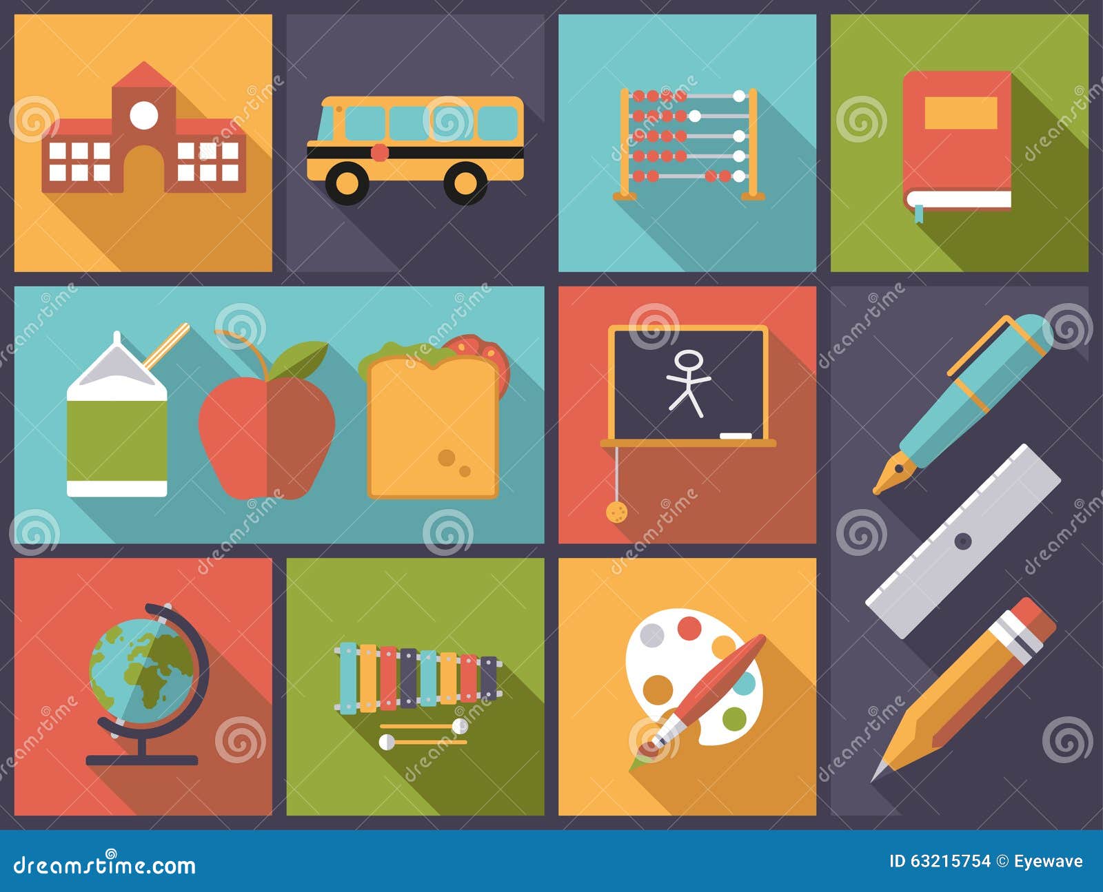 Elementary School Icons Vector Illustration. Stock Vector ...