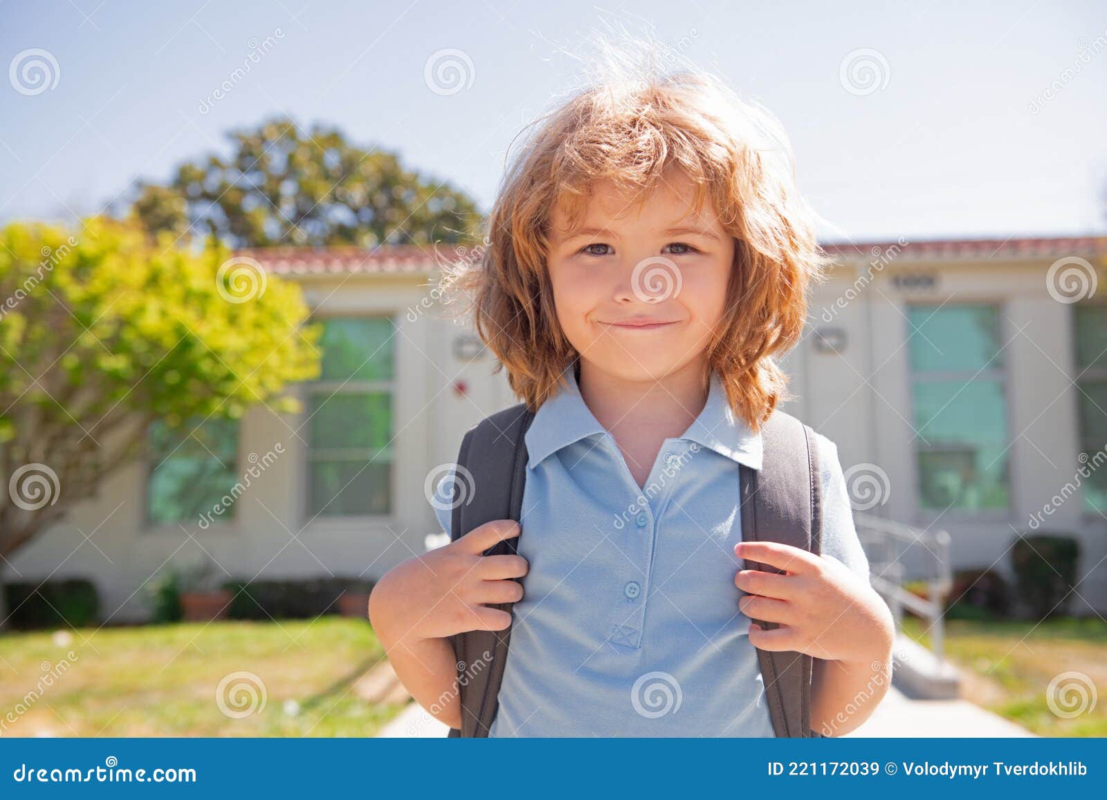 Elementary School Kid at School. Pupil Funny Face. Stock Image - Image ...