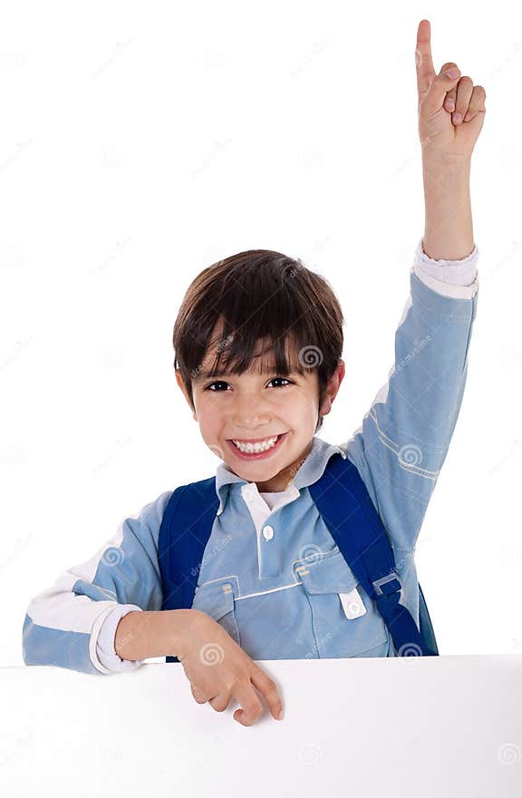 Elementary School Kid Raising His Hand Stock Image - Image of board ...