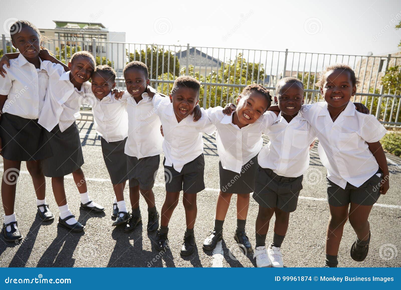 Elementary School Kids in Africa Posing in School Playground Stock ...
