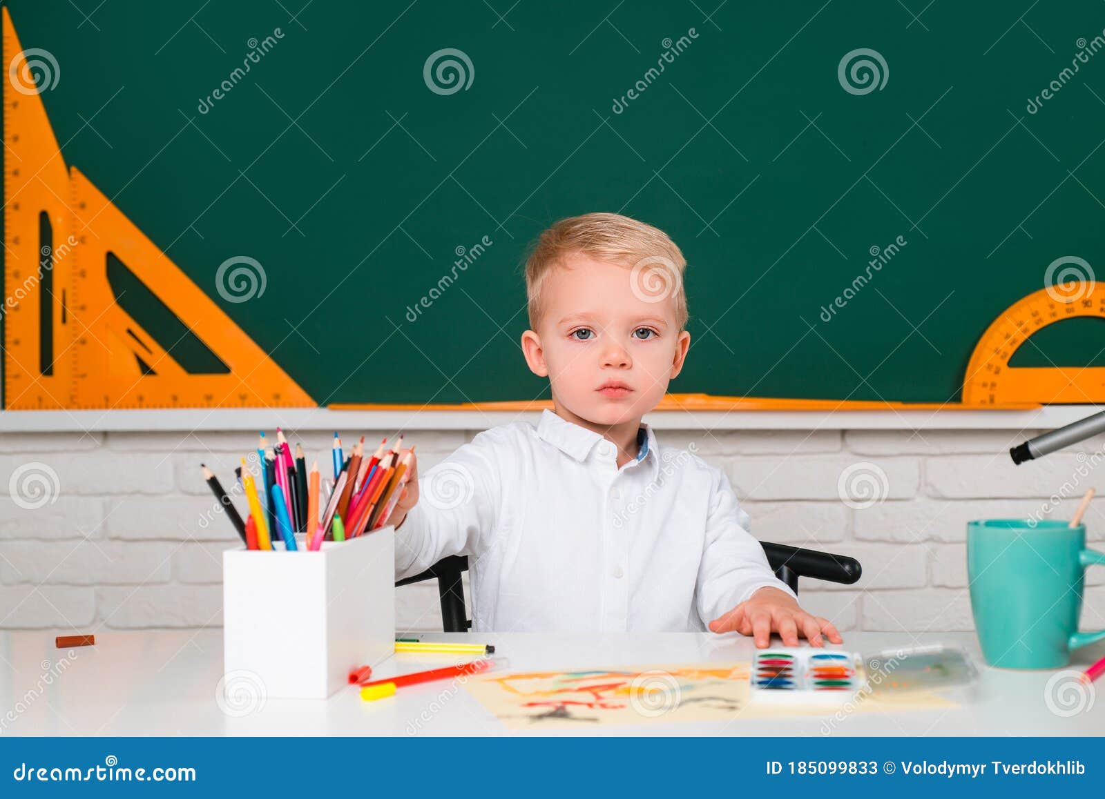 Elementary School. School Kids. Child Home Studying and Home Education ...