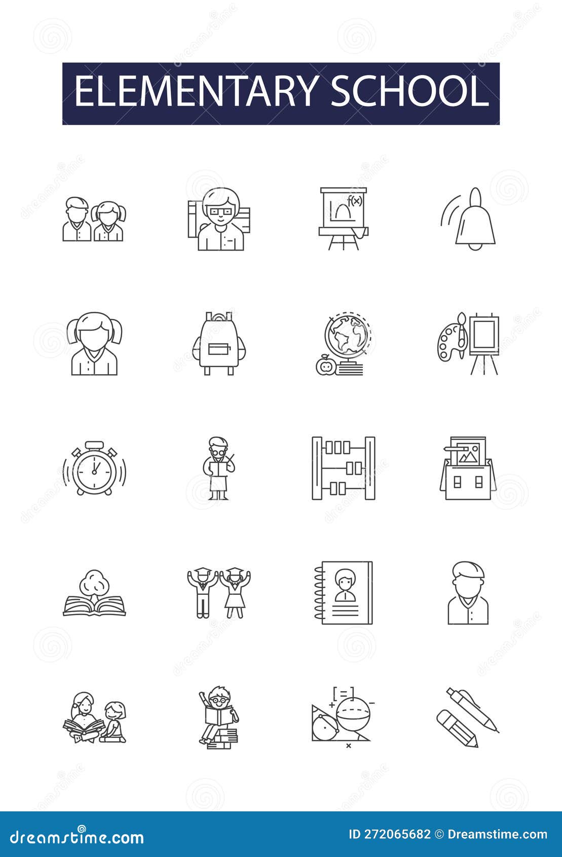 Elementary School Line Vector Icons and Signs. School, Kindergarten ...