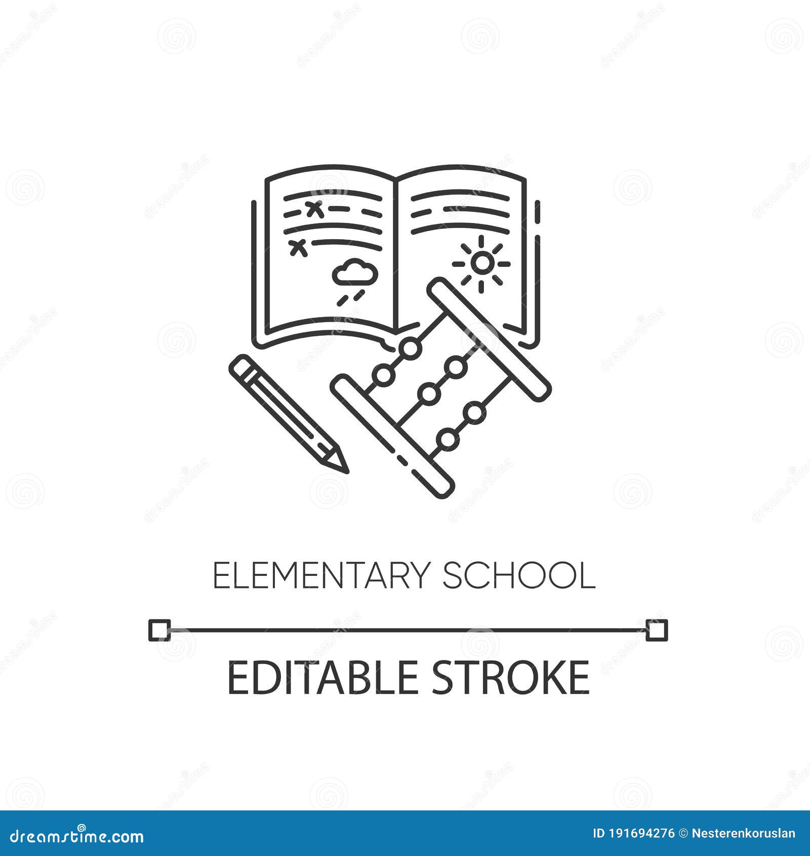 Elementary School Pixel Perfect Linear Icon Stock Vector - Illustration ...