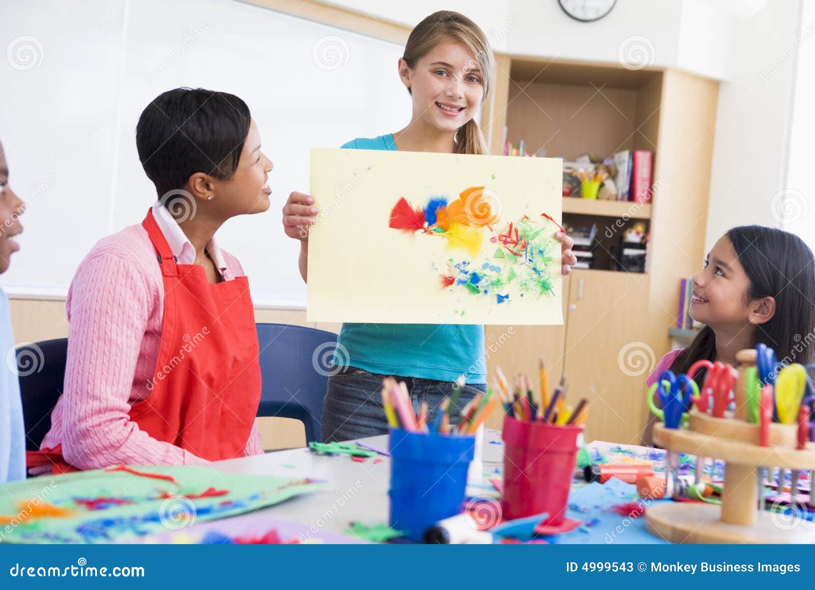 Elementary School Pupil in Art Class Stock Image - Image of grade ...