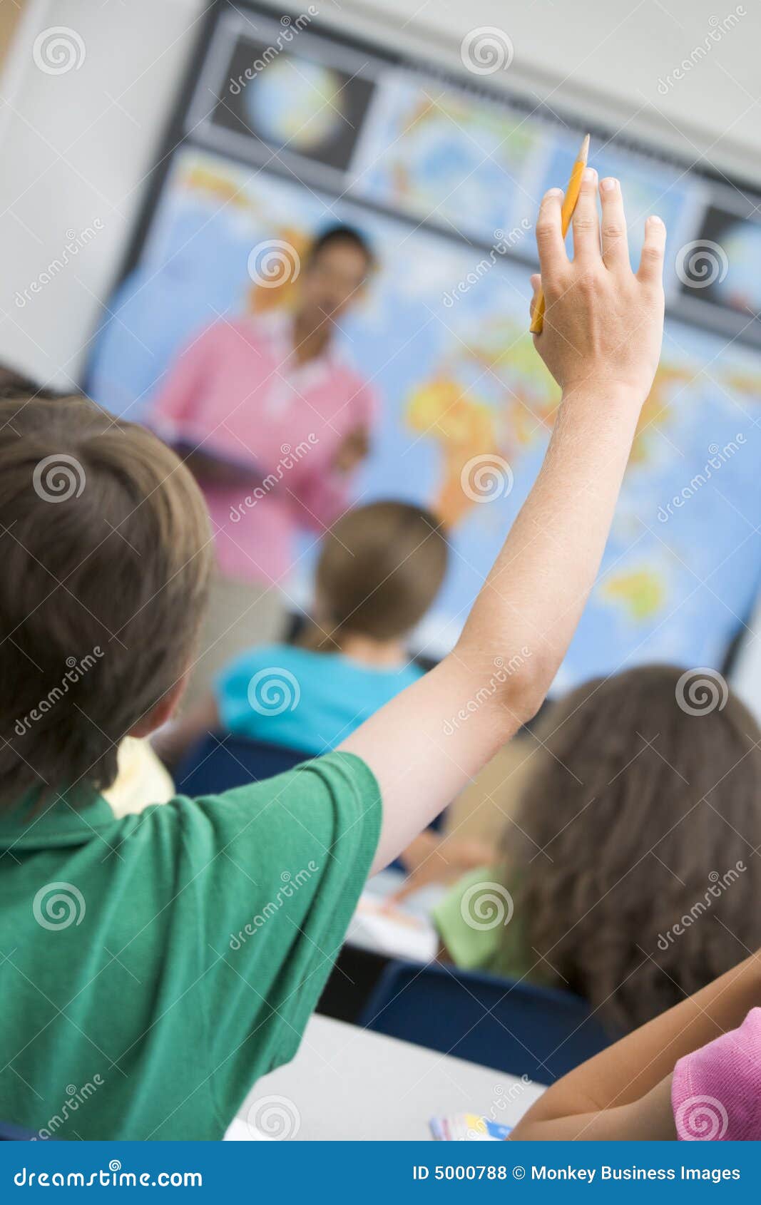 Elementary School Pupil Asking Question Stock Photo - Image of ...