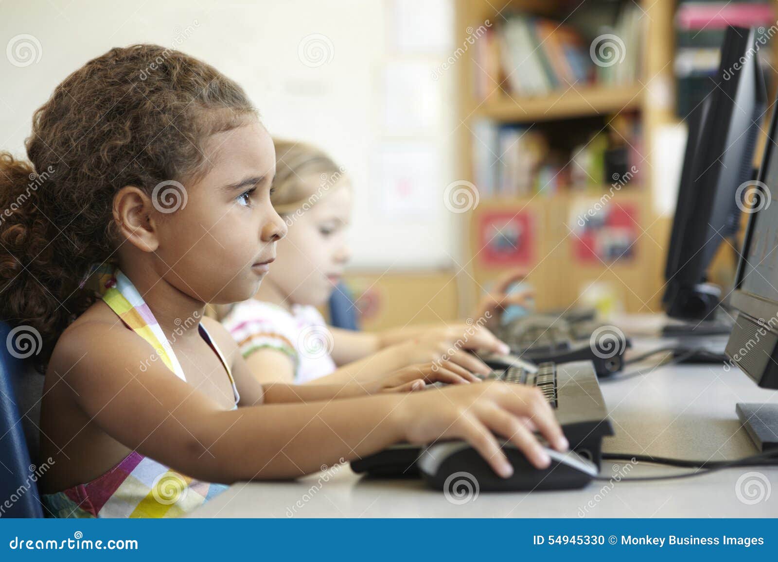 Elementary School Pupil in Computer Class Stock Photo - Image of ...