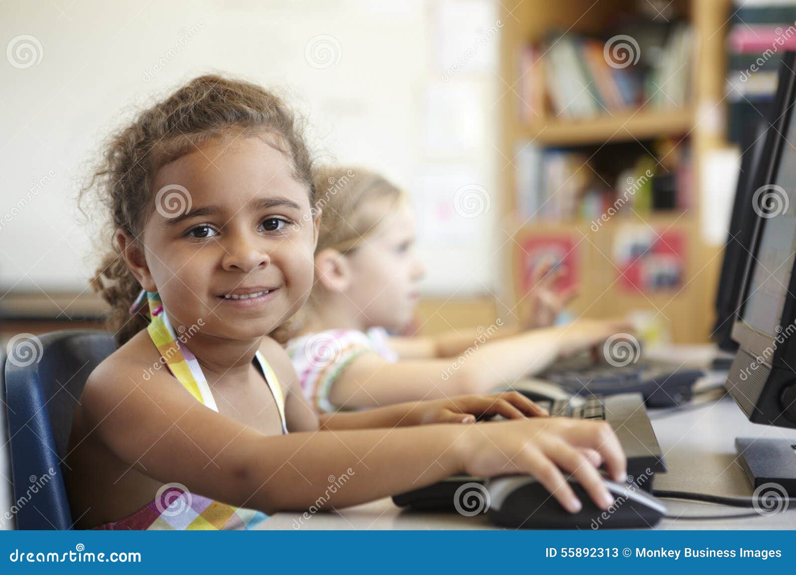 Elementary School Pupil in Computer Class Stock Image - Image of ...