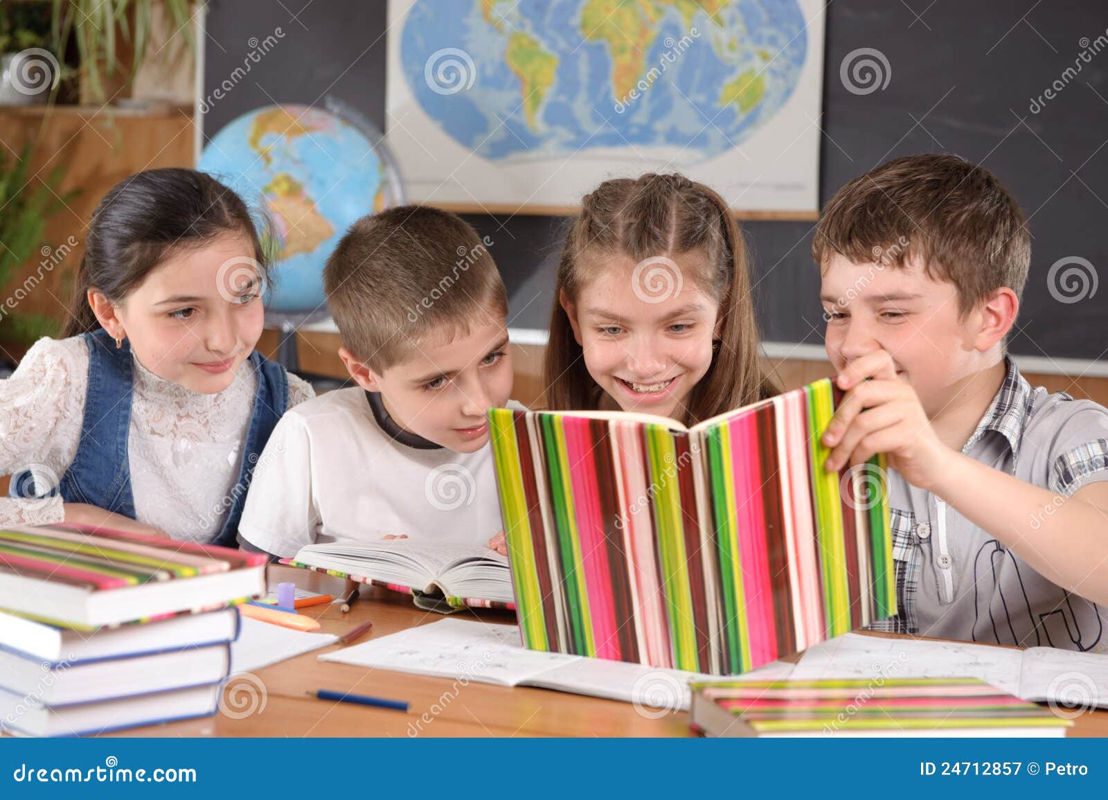 Elementary school pupils stock image. Image of face, blackboard - 24712857
