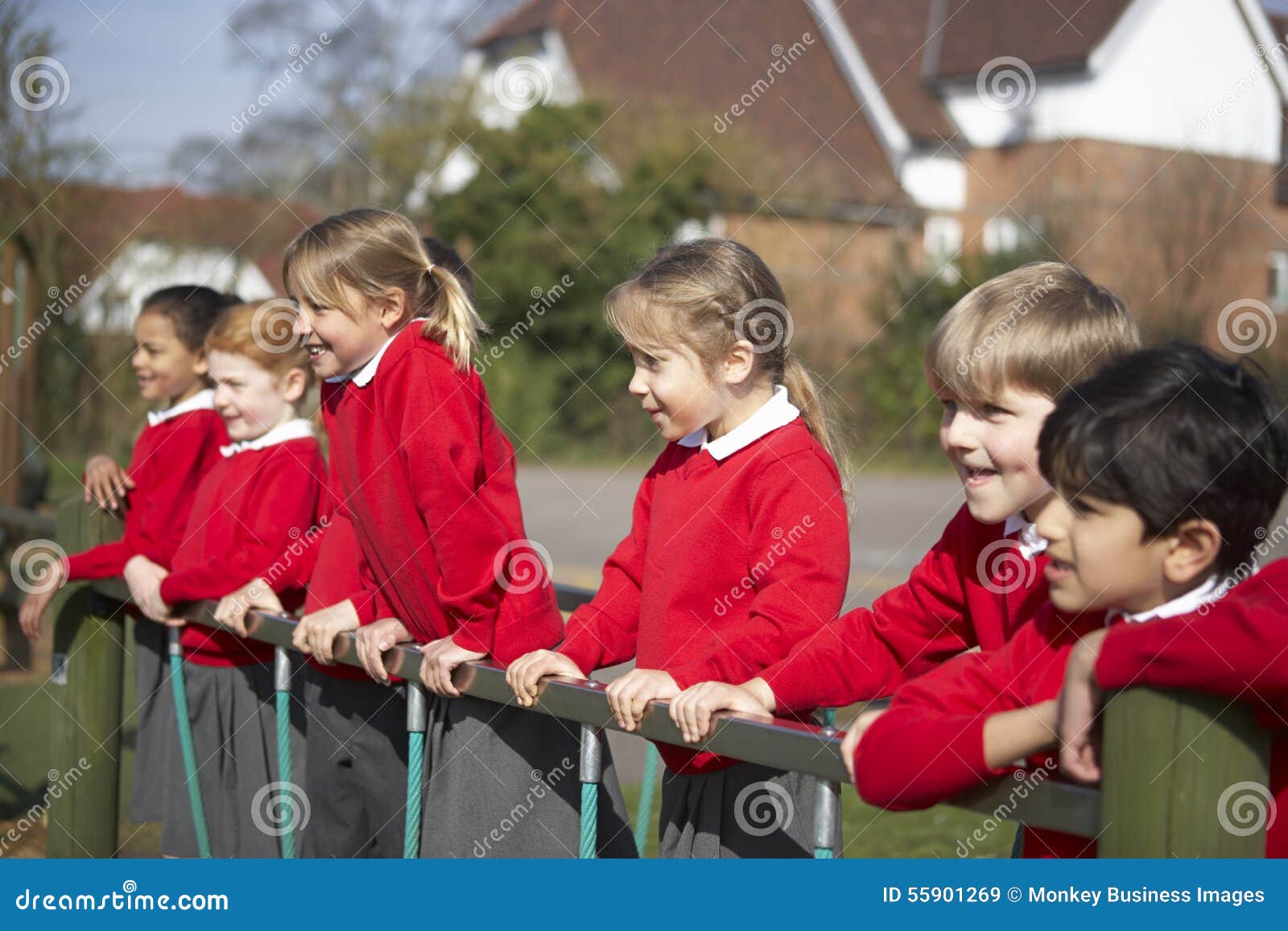 Elementary School Pupils on Climbing Equipment Stock Image - Image of ...