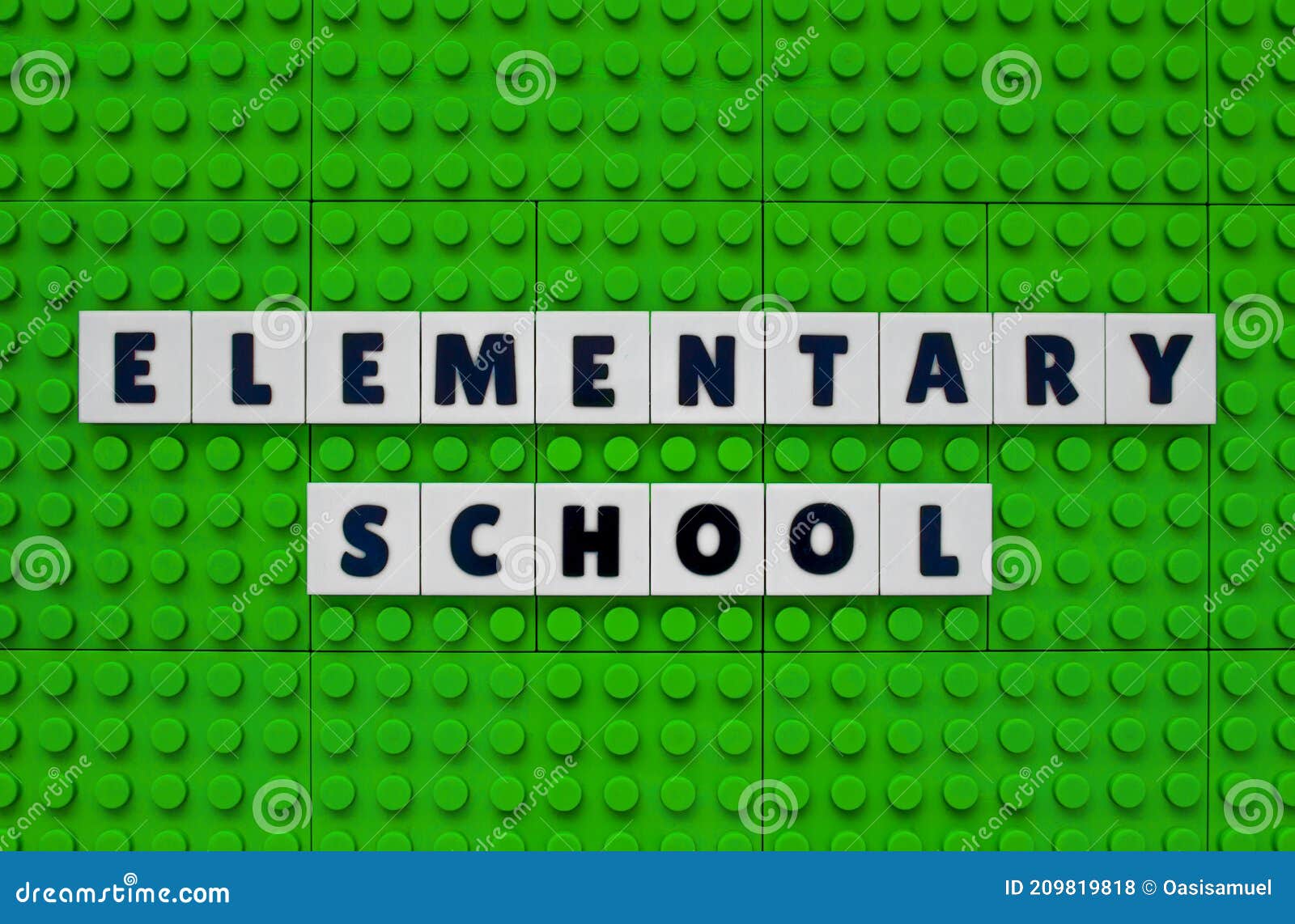 Elementary School Sign Text Build with Interlocking Plastic White and ...