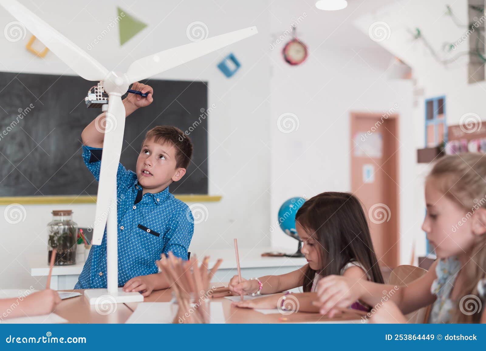 Elementary School Stem Robotics Classroom Diverse Group of Children ...