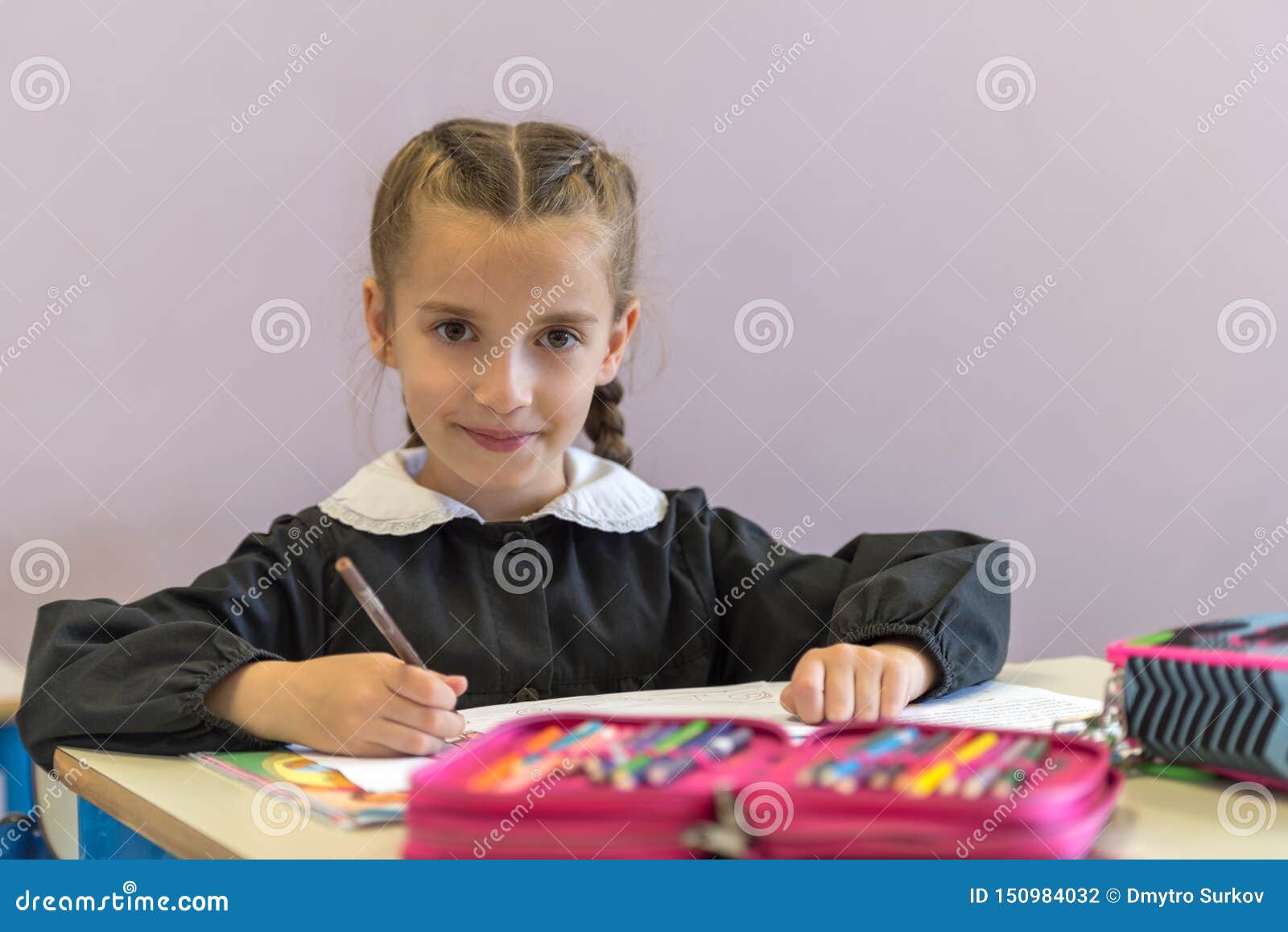 Elementary School Student in Classroom Stock Photo - Image of caucasian ...