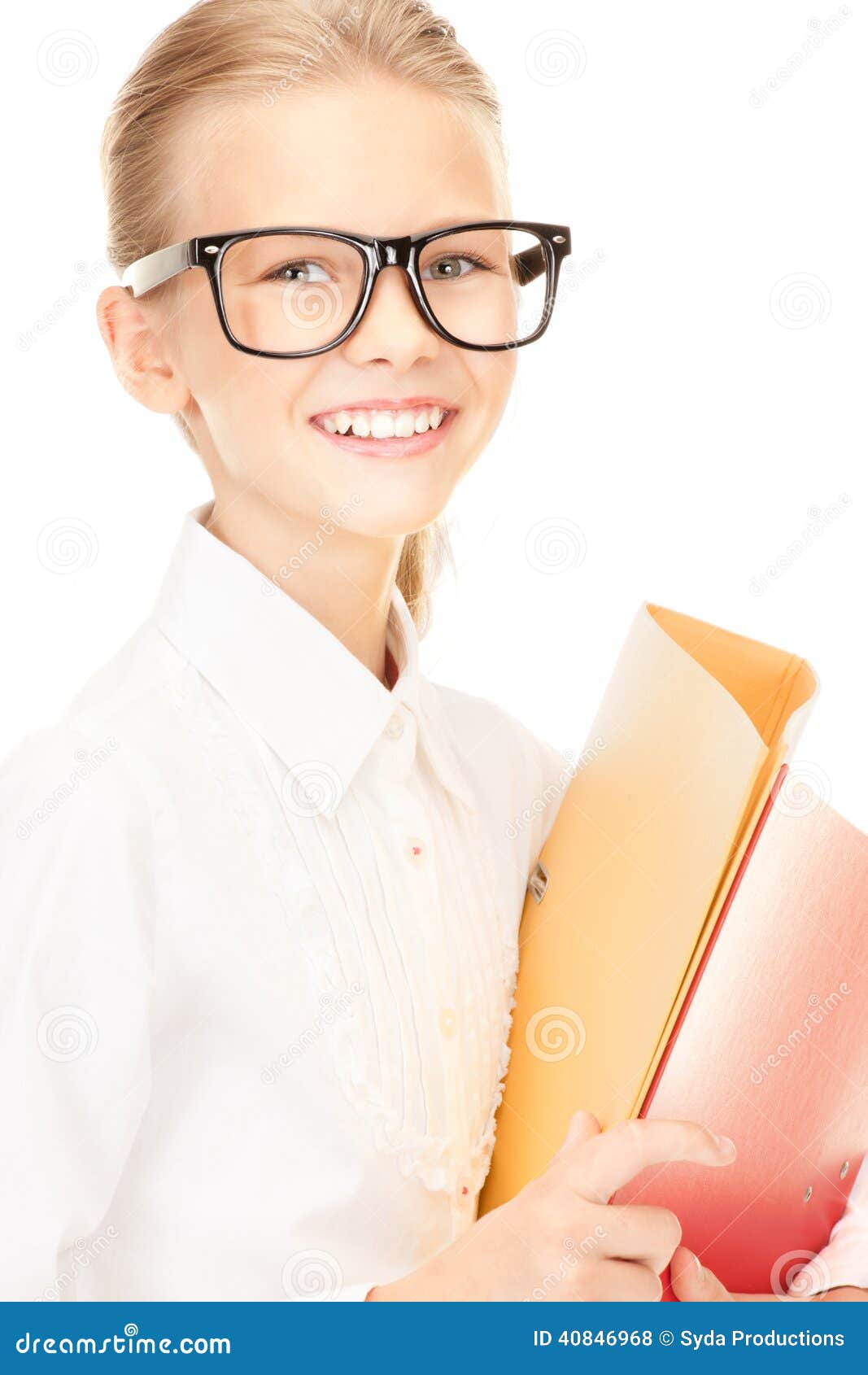 Elementary School Student with Folders Stock Photo - Image of education ...