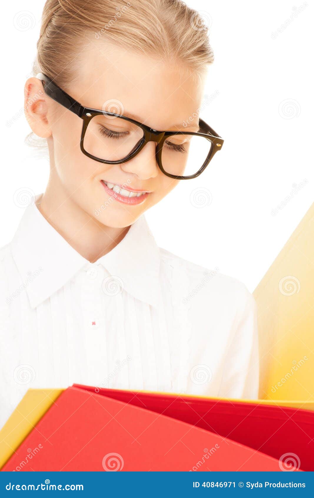 Elementary School Student with Folders Stock Image - Image of knowledge ...