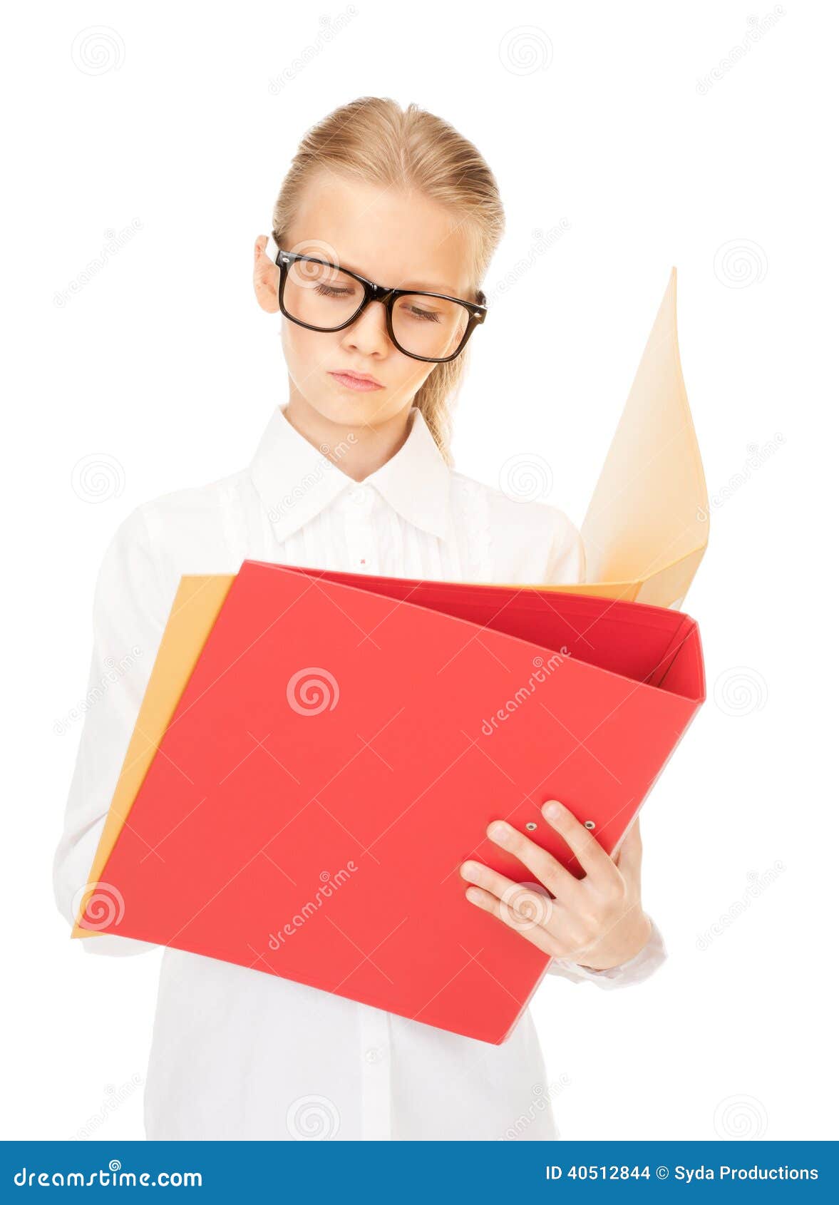 Elementary School Student with Folders Stock Photo - Image of calm ...