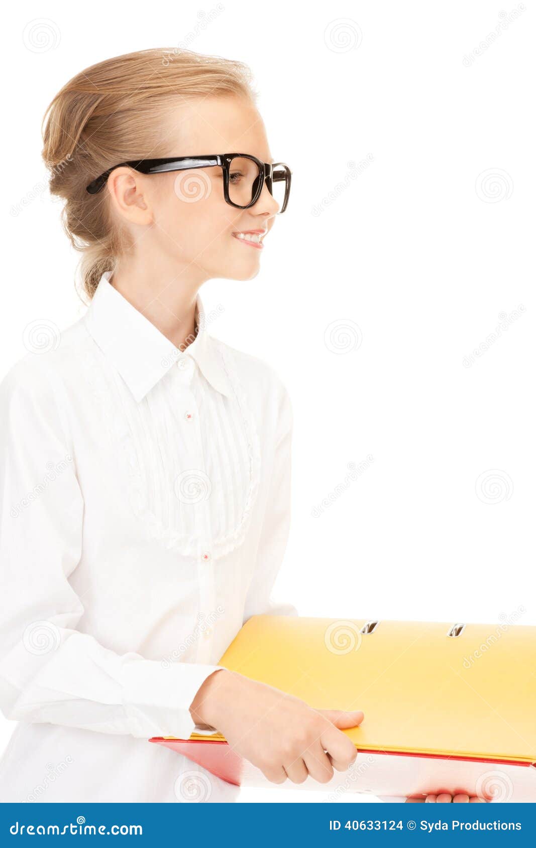Elementary School Student with Folders Stock Photo - Image of folders ...