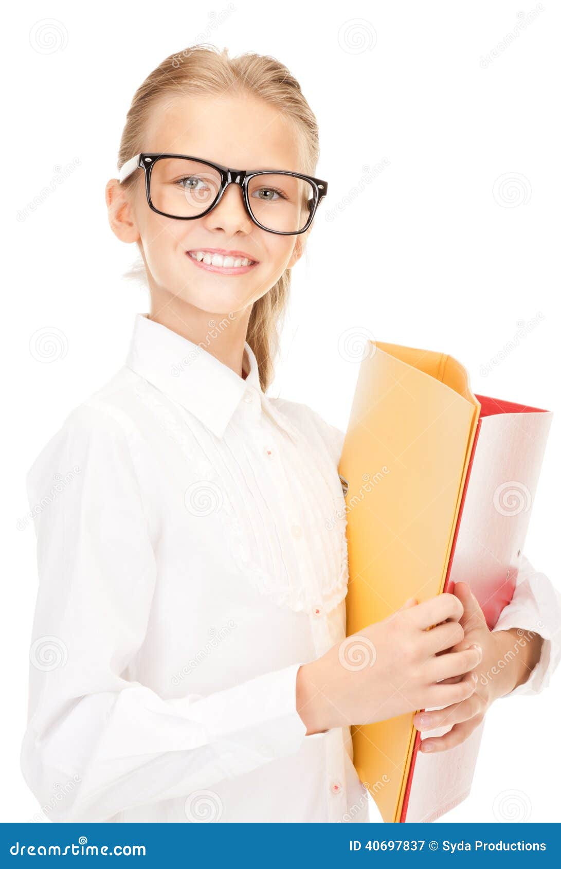 Elementary School Student with Folders Stock Image - Image of positive ...