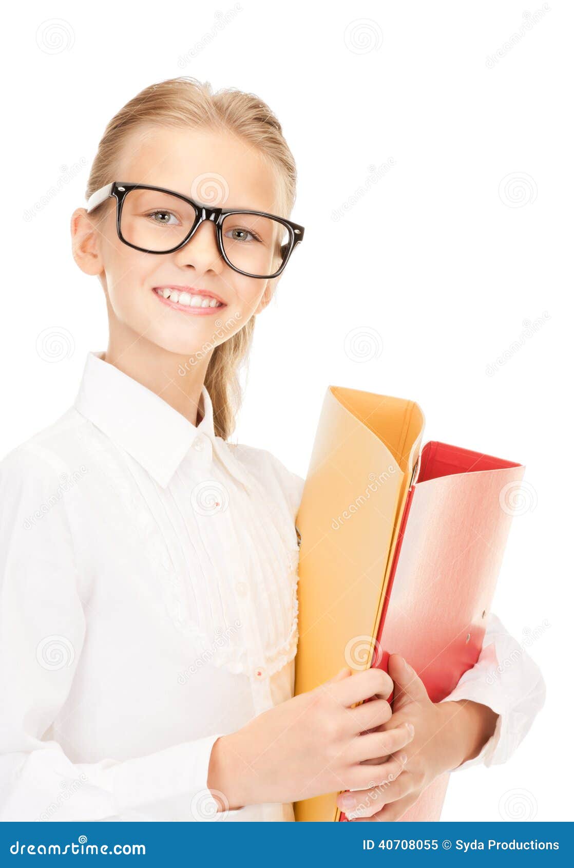 Elementary School Student with Folders Stock Image - Image of beginner ...