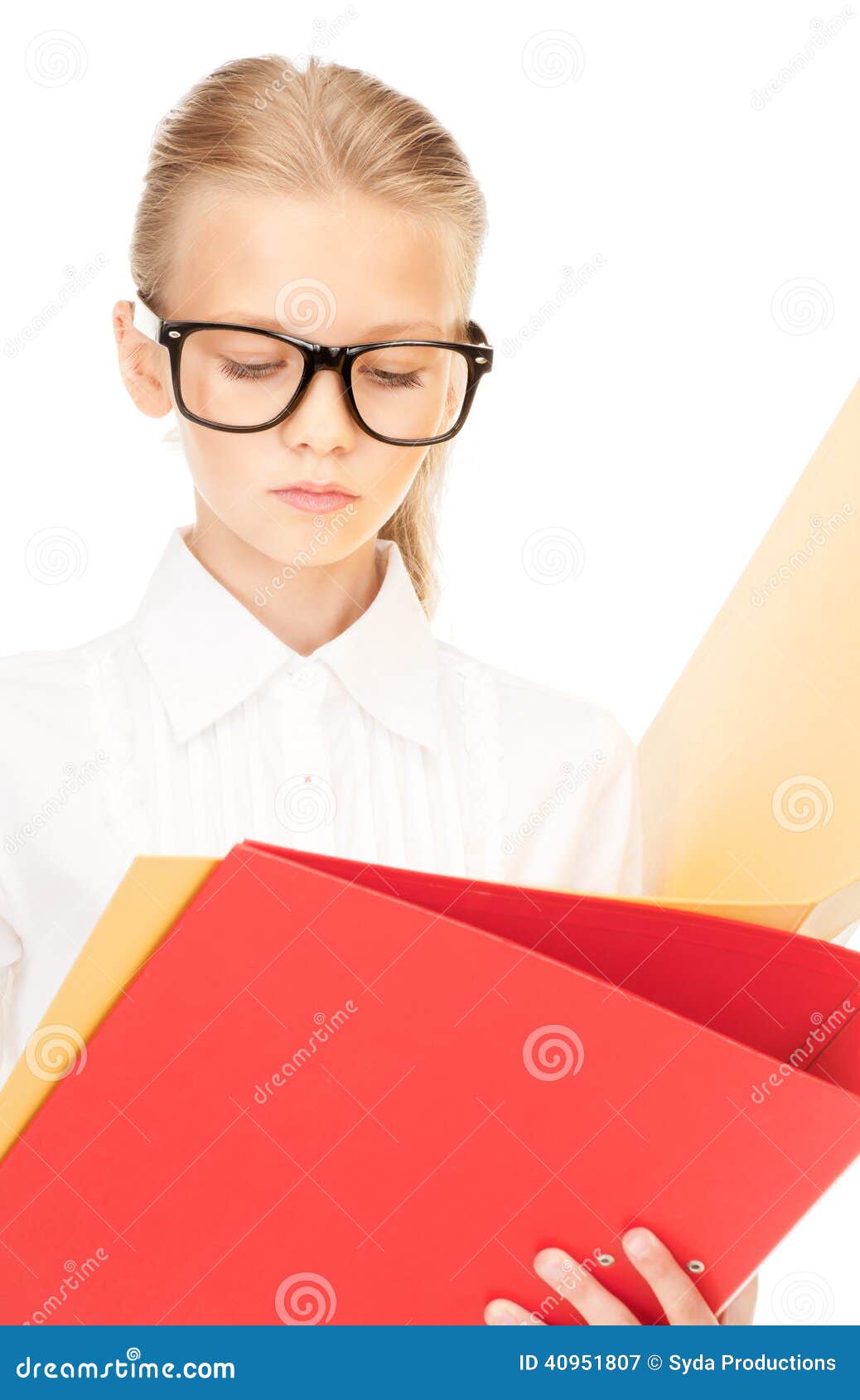 Elementary School Student with Folders Stock Image - Image of closeup ...
