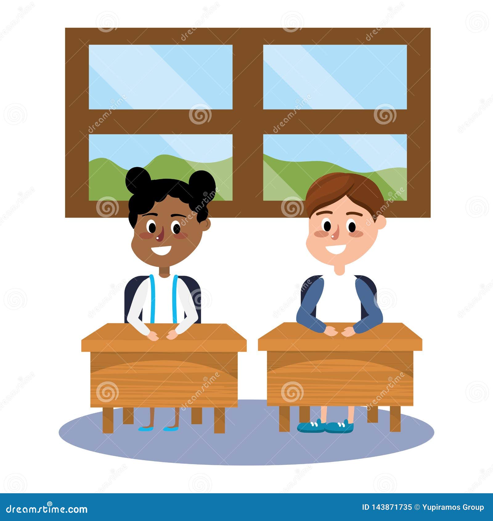 Elementary school cartoon stock vector. Illustration of students ...