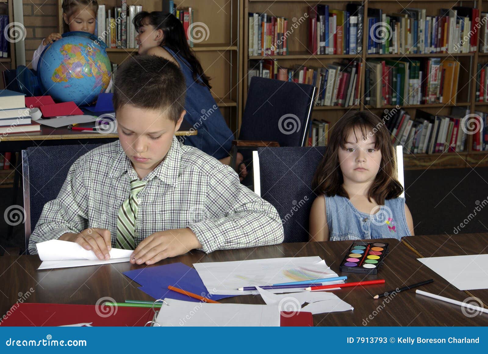Elementary School Students Studying Stock Image - Image of innocence ...