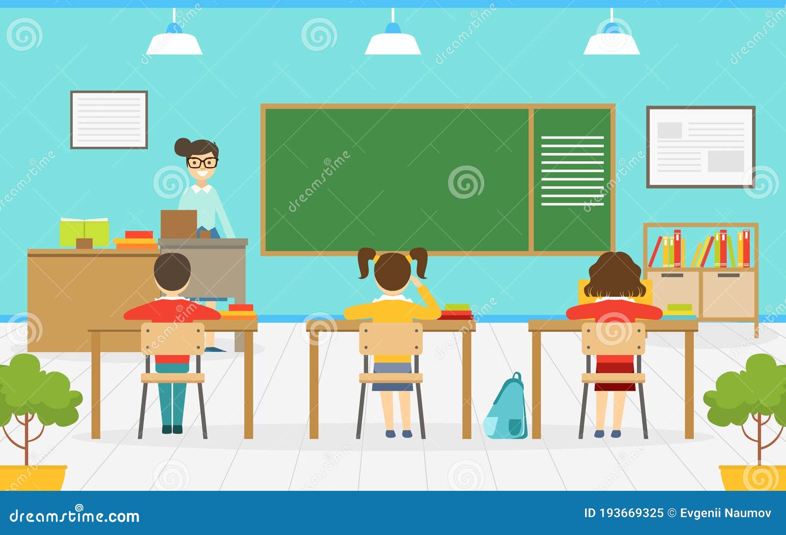 Elementary School Students Studying in Classroom, Teacher Explaining ...