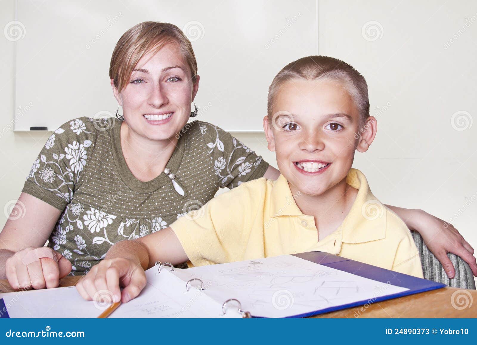 Elementary School Teacher and Her Student Stock Image - Image of ...