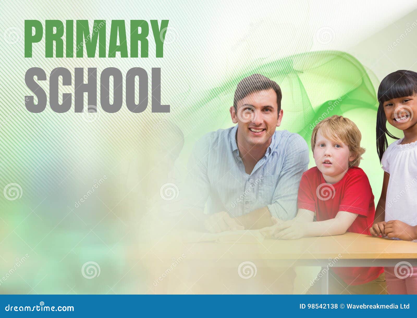 Elementary School Text and Teacher with Class Stock Photo - Image of ...