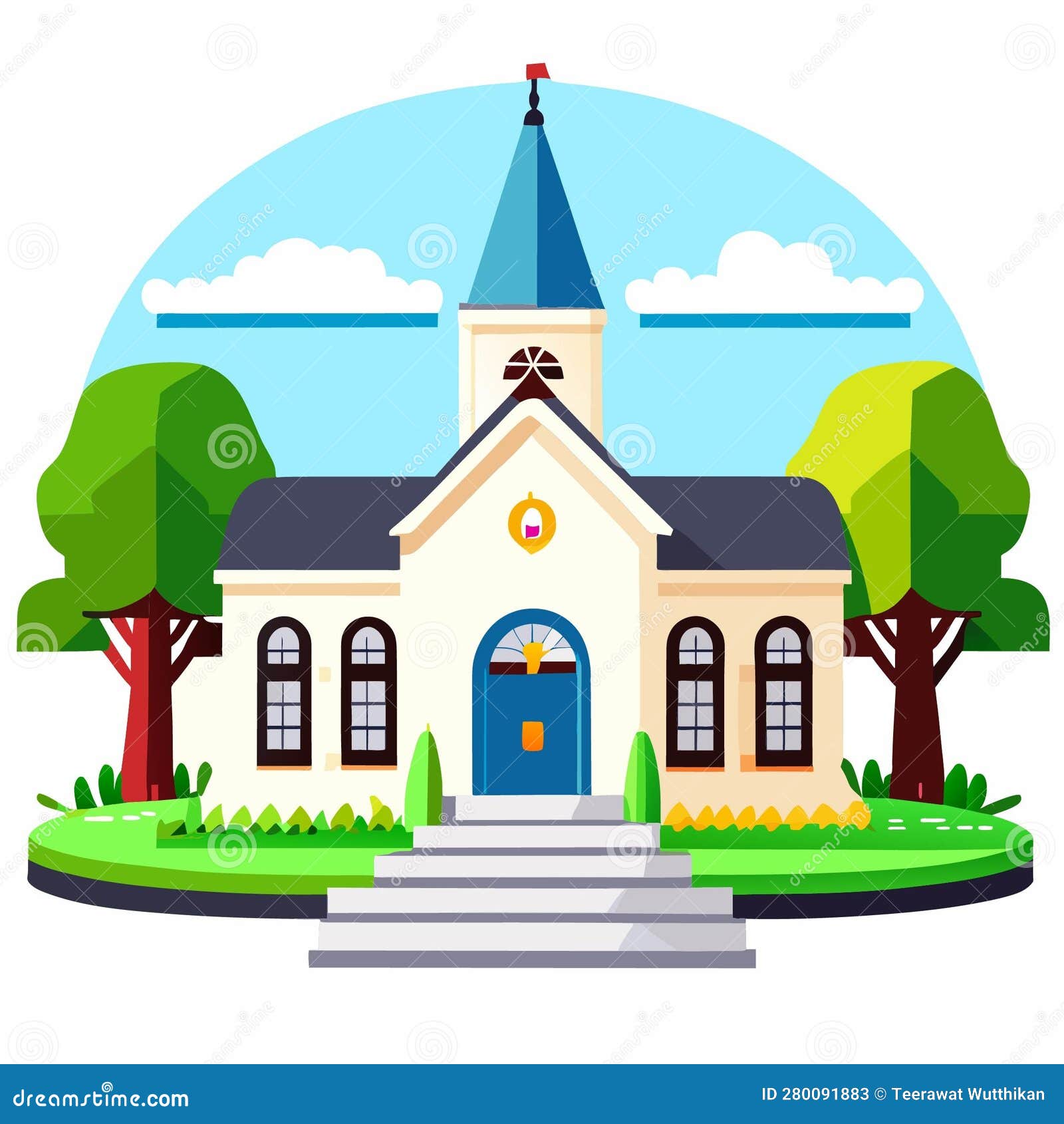 Elementary school stock vector. Illustration of front - 280091883