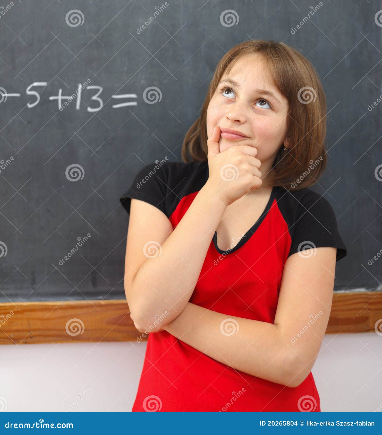 Elementary Schoolgirl Thinking on Solution Stock Photo - Image of solve ...