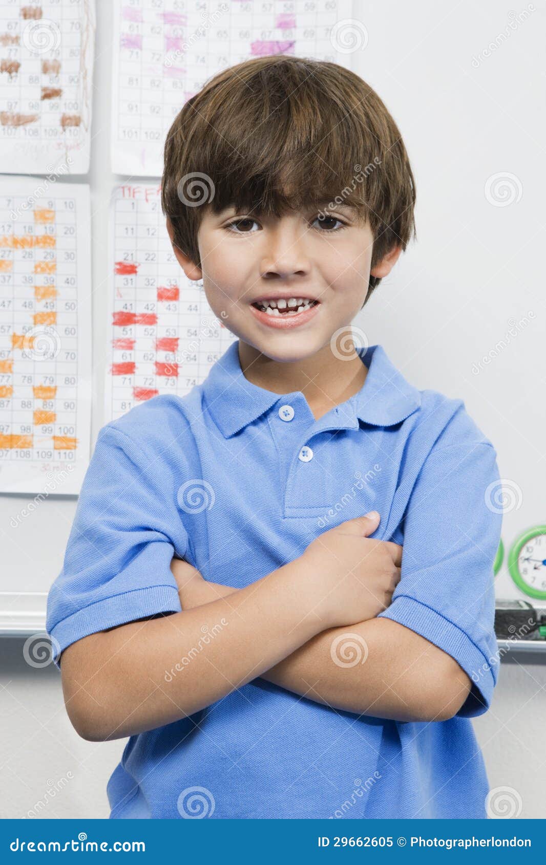 Elementary Student in Classroom Stock Image - Image of happiness ...