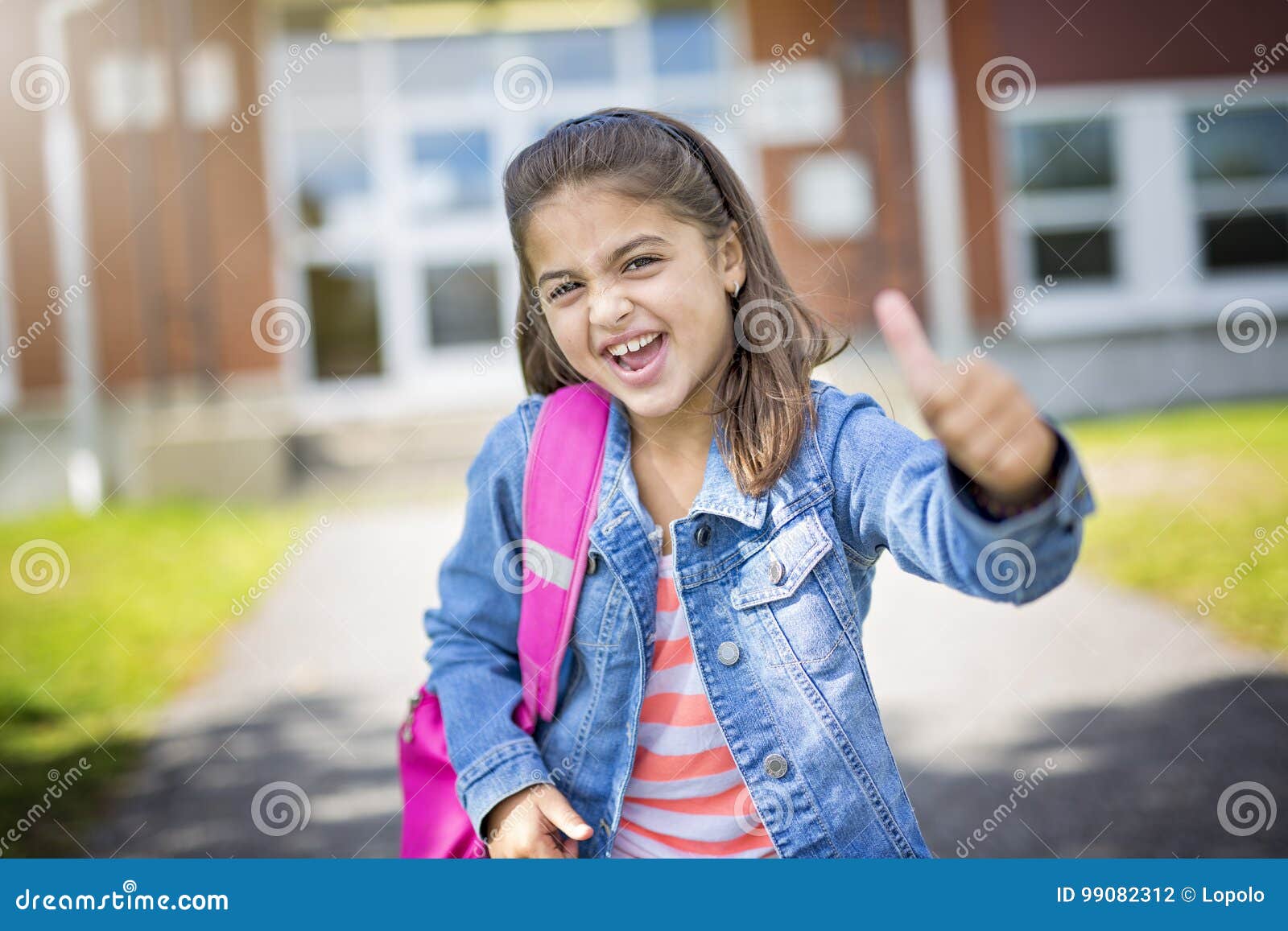 Elementary Student Going Back To School Stock Photo - Image of outside ...