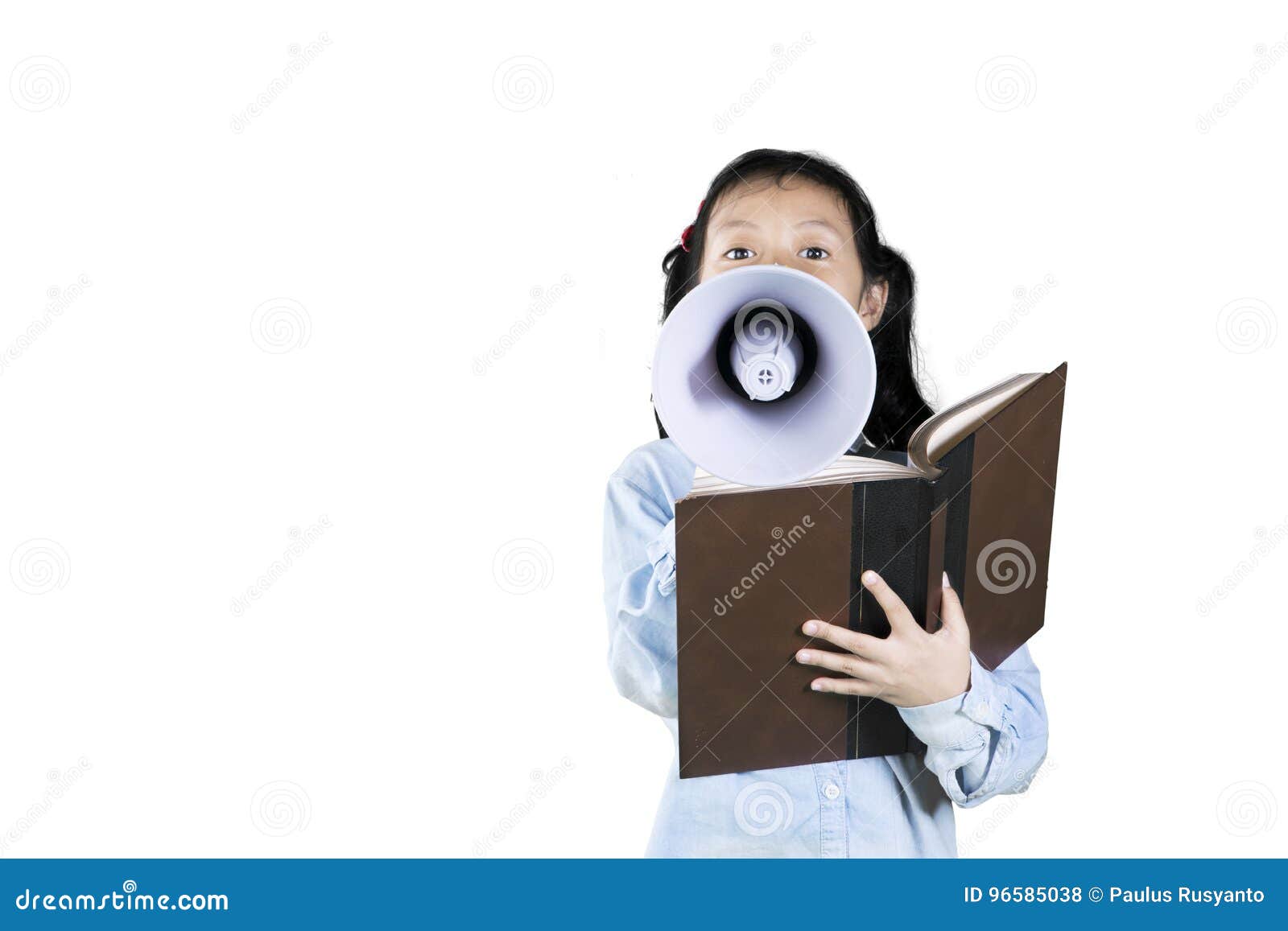 Elementary Student with Megaphone and Book Stock Photo - Image of ...