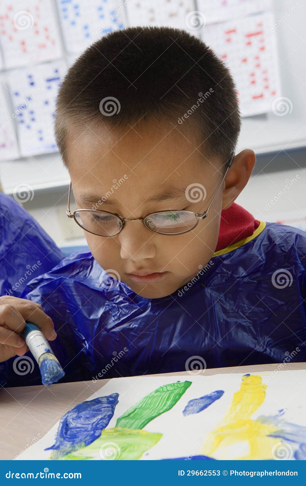 Elementary Student Painting Stock Image - Image of academic ...