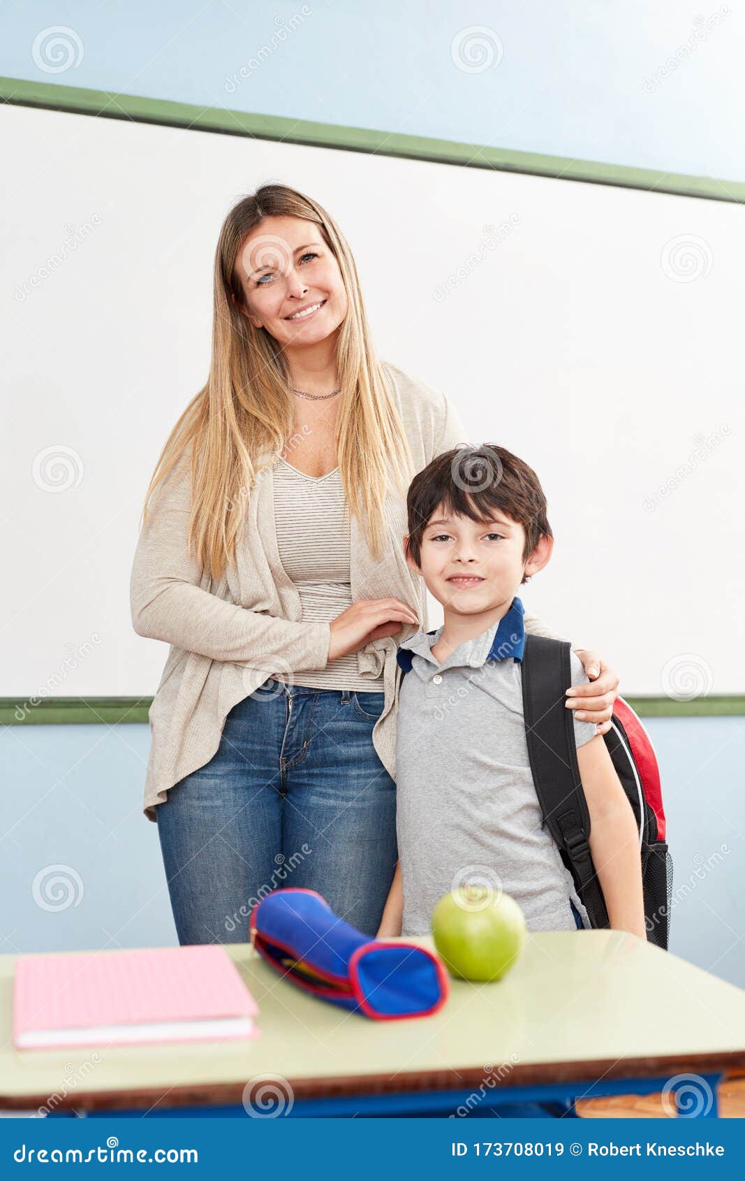 Elementary Student and Tutor Teacher Stock Image - Image of child ...