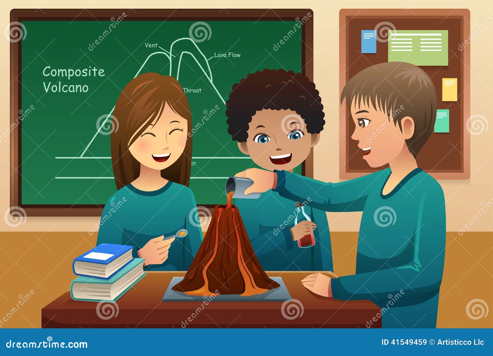 Elementary Students Doing a Volcano Experiment Stock Vector ...