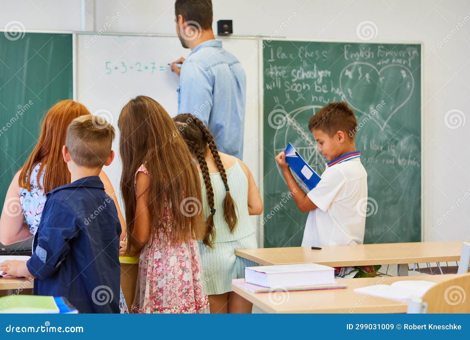 Elementary Students Learning Mathematics in Classroom Stock Image ...