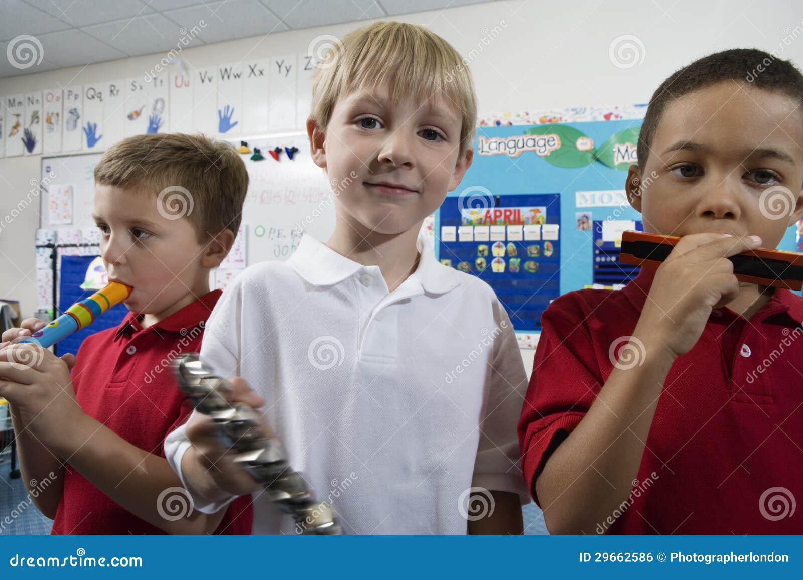 Elementary Students in Music Class Stock Photo - Image of mouth, flute ...