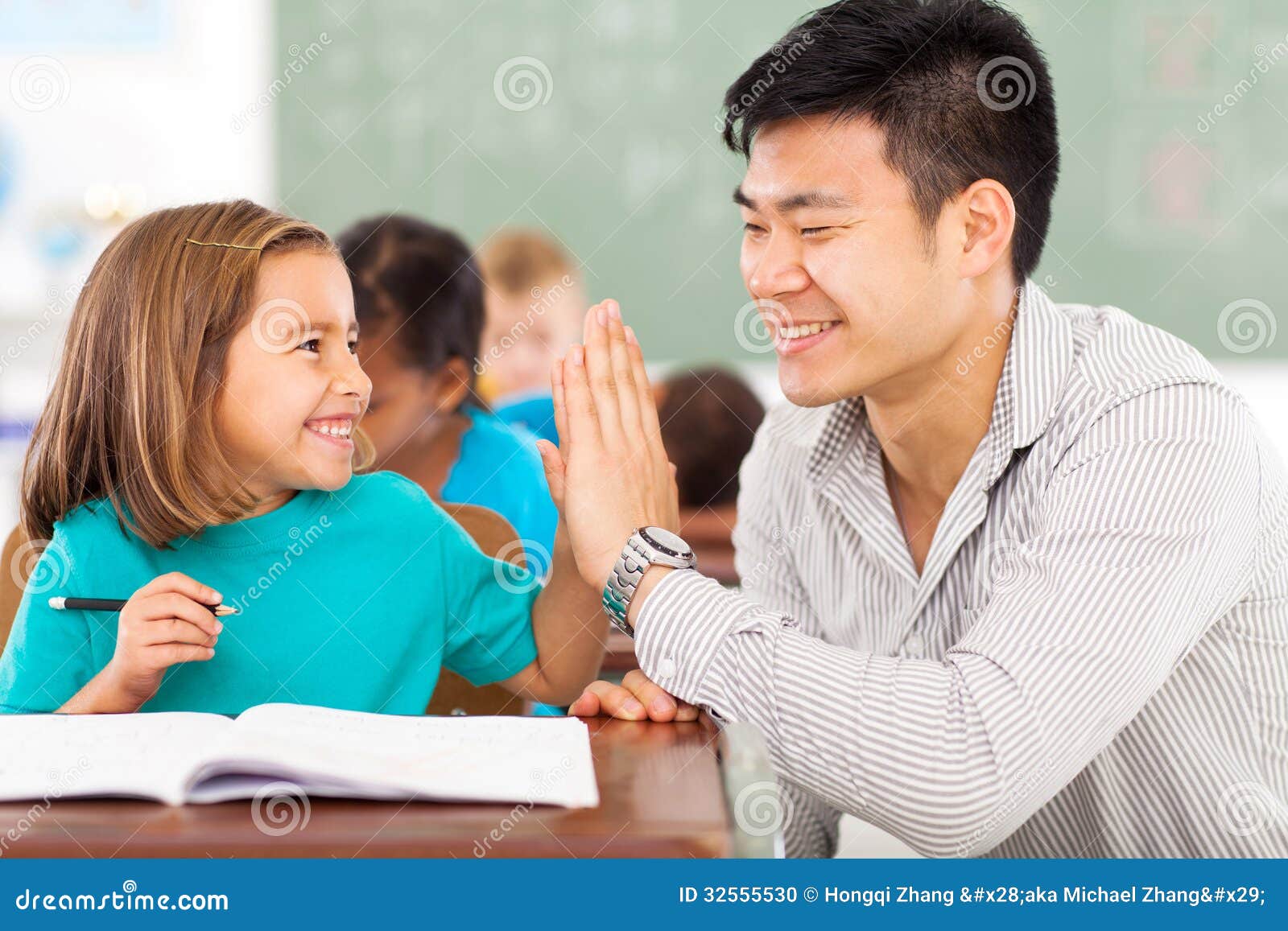 Elementary teacher student stock photo. Image of friendly - 32555530