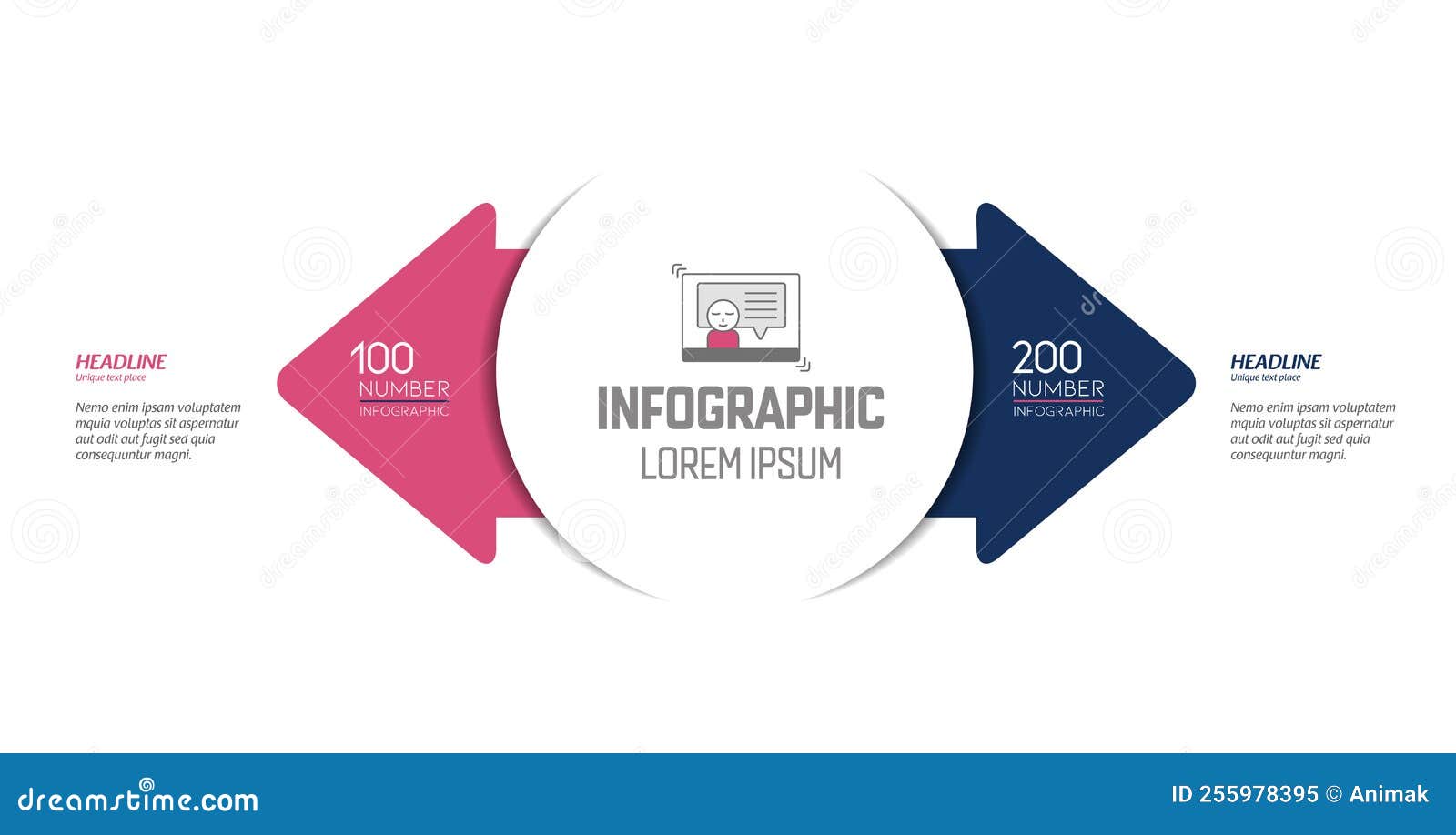 2-Elemente-Schema. Zwei Pfeile. Infografik Vektor Abbildung ...