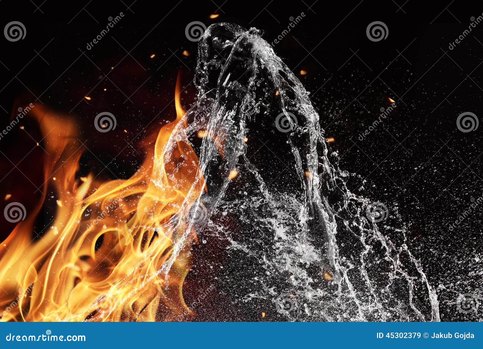 Elementi Dell'acqua E Del Fuoco Su Fondo Nero Immagine Stock - Immagine ...
