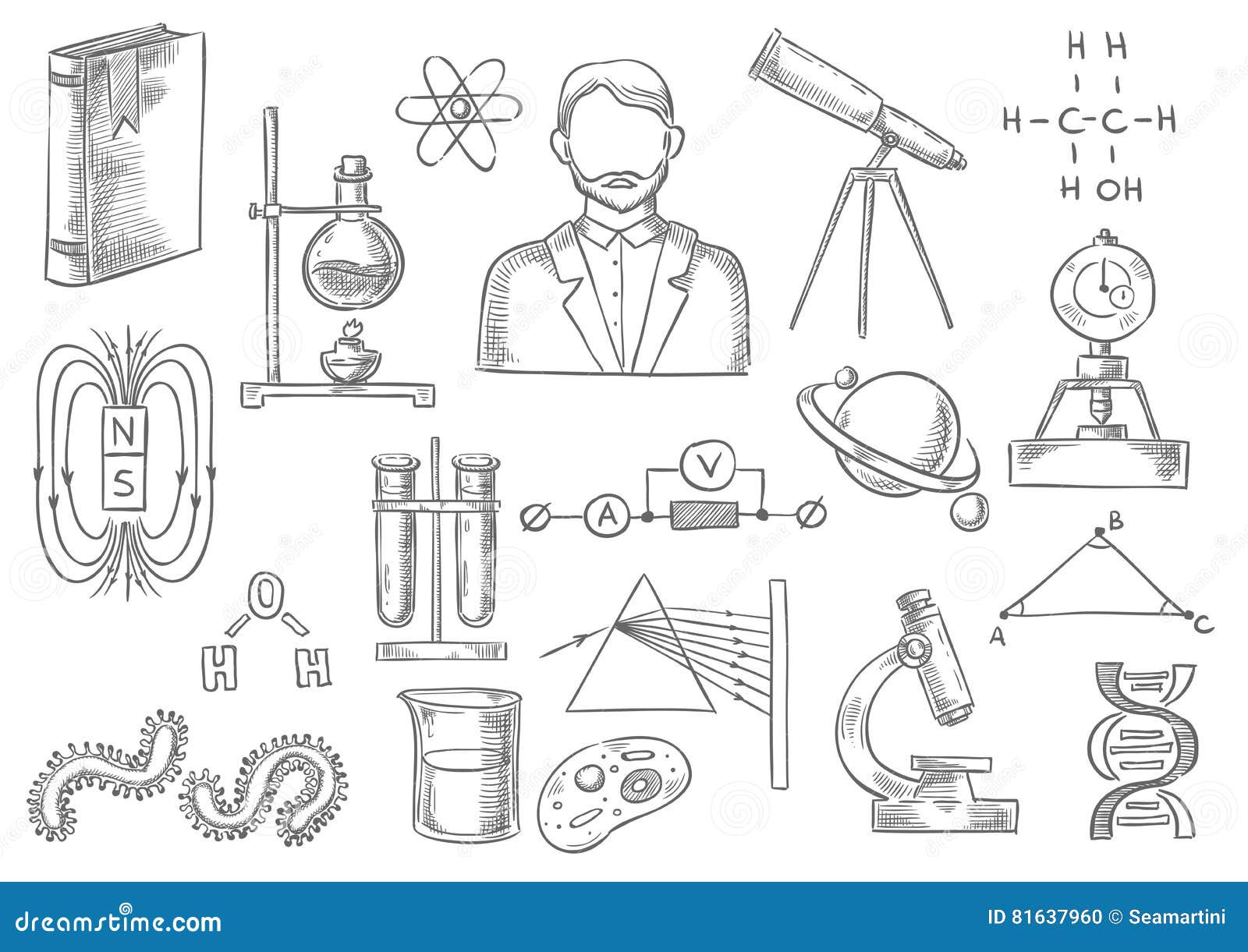 Elementi Scientifici Icone Di Schizzo Di Vettore Illustrazione ...
