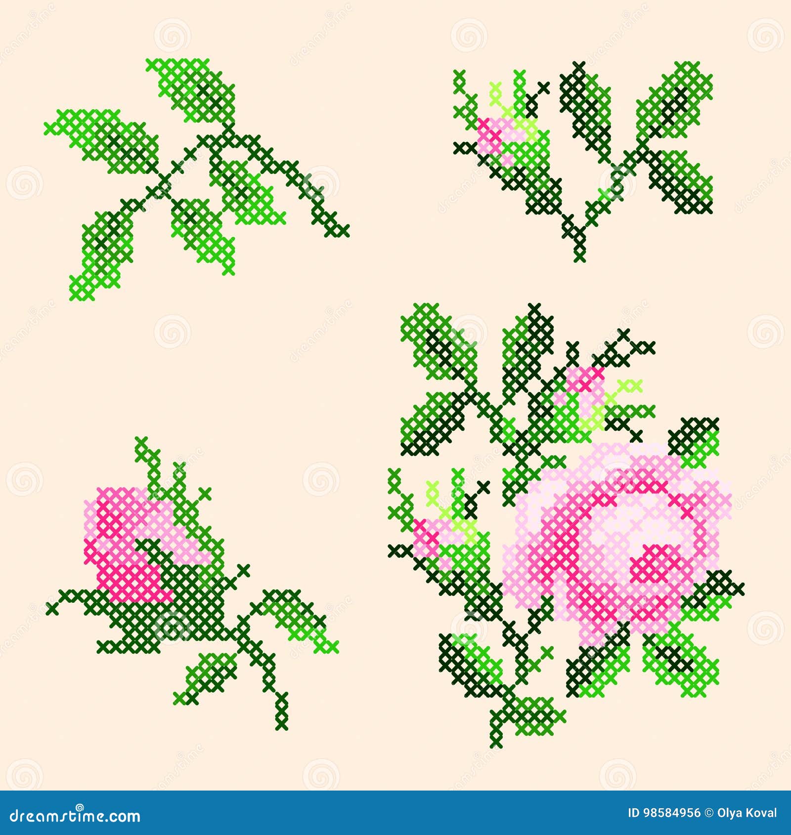 Elementi Trasversali Delle Rose Del Punto Illustrazione Vettoriale ...