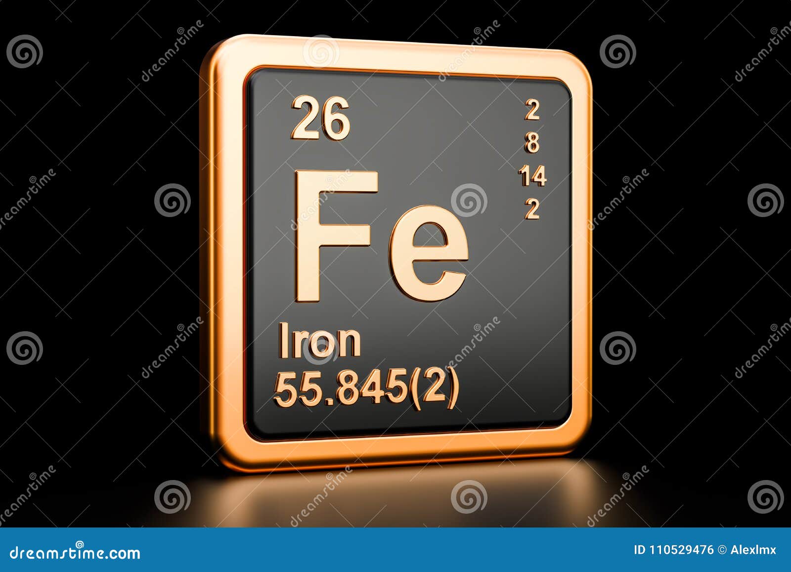 Elemento Chimico Del Fe Del Ferro Di Ferrum Rappresentazione 3d ...