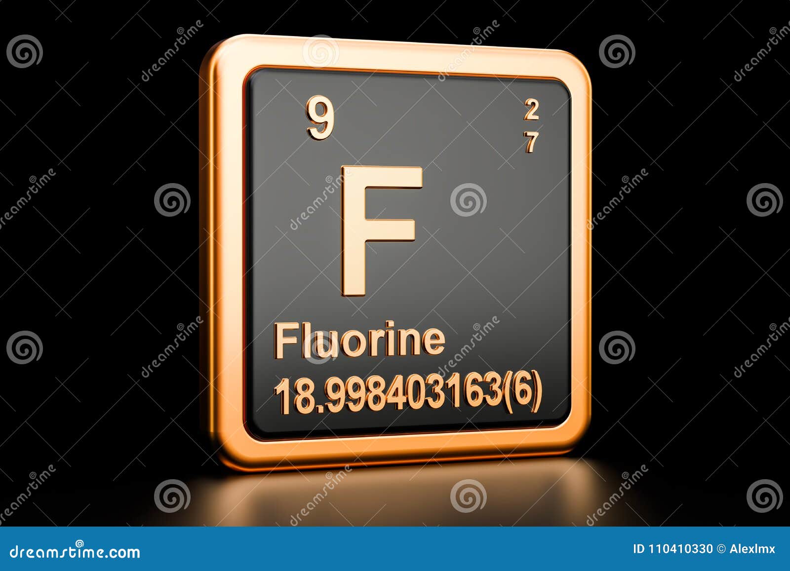 Elemento Chimico Del Fluoro F Rappresentazione 3d Illustrazione di ...