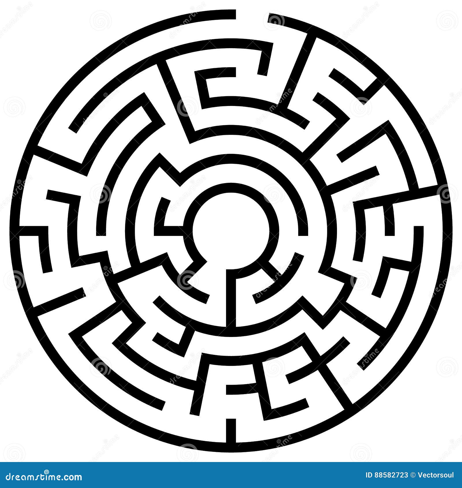 Elemento Circular Soluble Del Laberinto Aislado En Blanco Ilustración ...