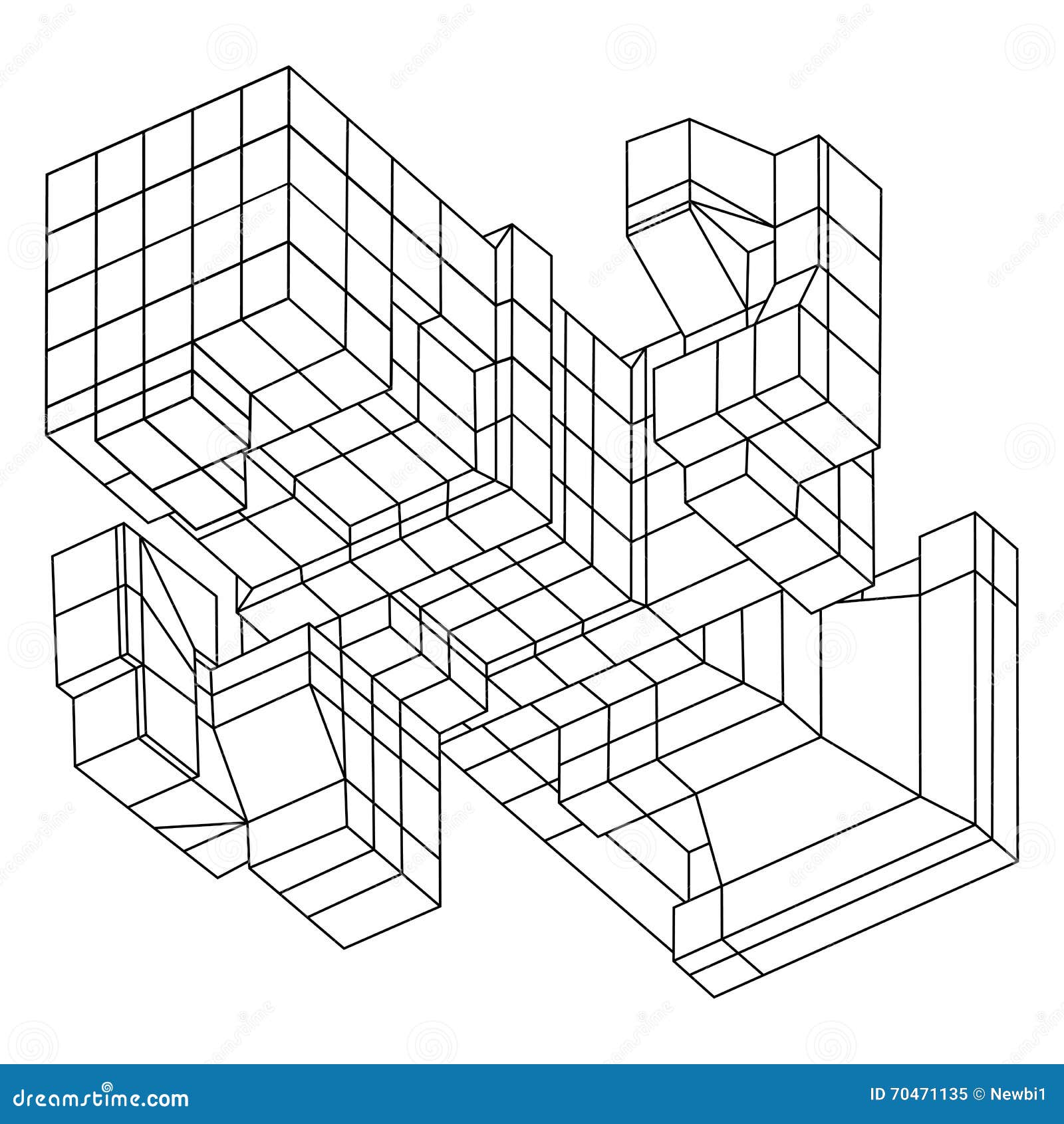 Elemento De Wireframe Mesh Cubes Ilustración del Vector - Ilustración ...